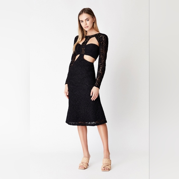 Bardot | Dresses | Bardot Black Cut Out Panel Lace Dress Us 2 Xxl Gothy ...